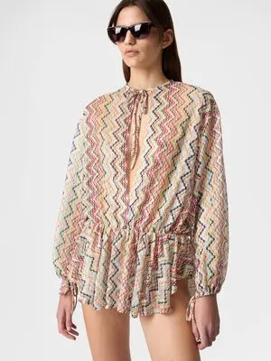 Missoni Long-sleeved Mini Cover-up Dress