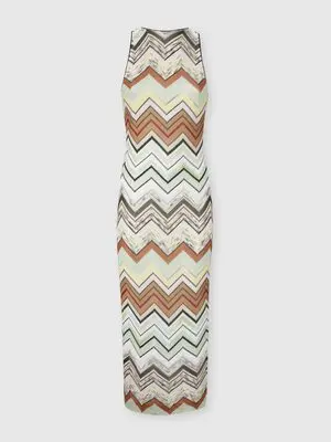 Missoni Sleeveless Long Dress In Viscose And Cotton Chevron