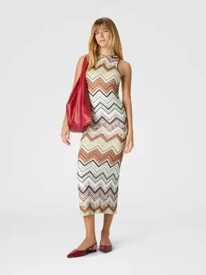 Missoni Sleeveless Long Dress In Viscose And Cotton Chevron