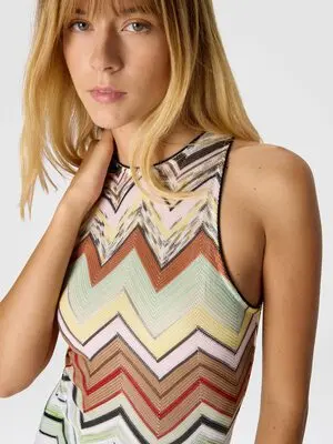 Missoni Sleeveless Long Dress In Viscose And Cotton Chevron