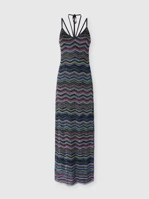 Missoni Long Chevron Knit Dress With Braided Straps - Multicoloured