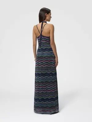 Missoni Long Chevron Knit Dress With Braided Straps
