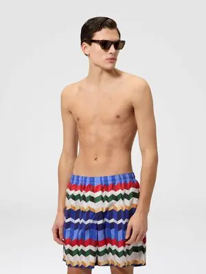 Missoni Long Swim Shorts With 3d Zigzag Print