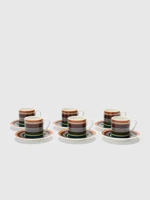 Missoni Zigzag Foliage Set Of 6 Coffee Cups & Saucers - Multicoloured