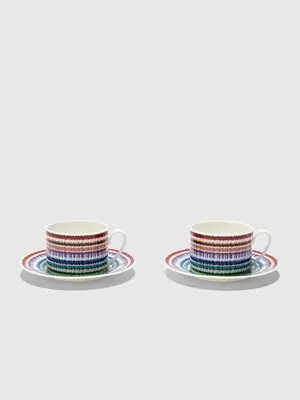 Missoni Waves Set Of 2 Tea Cups & Saucers - Multicoloured