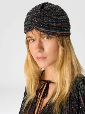 Missoni Ribbed Lamé Viscose Turban With Sequins