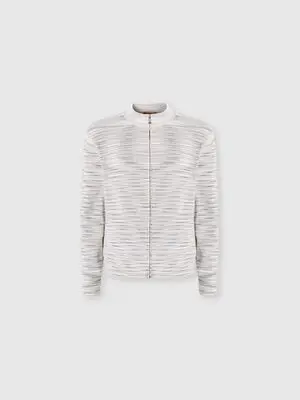 Missoni Ribbed Cotton Cardigan With Mock Neck And Flamed Texture - Multicoloured