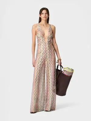 Missoni Long Cover-up Jumpsuit With Irregular Zig Zag Motif