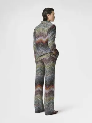 Missoni Viscose Lamé Straight Trousers With Sequins