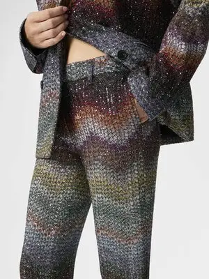 Missoni Viscose Lamé Straight Trousers With Sequins