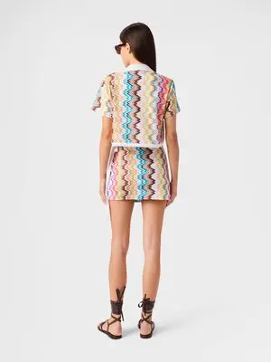 Missoni Cropped Polo In Printed Zig Zag Terry