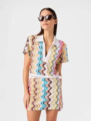 Missoni Cropped Polo In Printed Zig Zag Terry