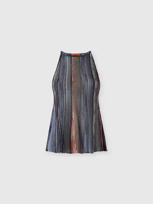 Missoni Sleeveless Ribbed Viscose Lamé Top - Multicoloured