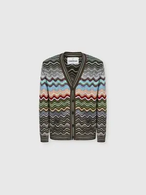 Missoni Cotton And Viscose Chevron Cardigan With Greek Motif - Multicoloured