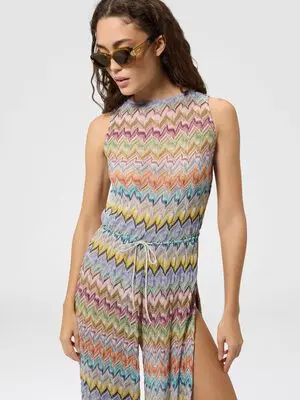 Missoni Long Viscose Lamé Cover-up Jumpsuit With Cut-out