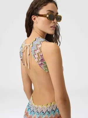 Missoni Long Viscose Lamé Cover-up Jumpsuit With Cut-out