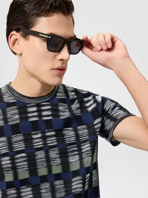Missoni Crew-neck Cotton And Viscose T-shirt With Check Pattern