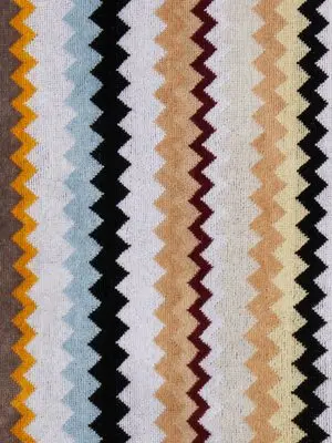 Missoni Long Curt Chevron Cotton Terry Hooded Bathrobe - Black