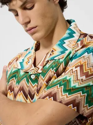 Missoni Bowling Shirt With Irregular Zig Zag Print