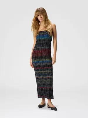 Missoni Long Strapless Dress With Wave Check Pattern