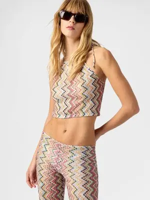 Missoni Halterneck Zig Zag Cropped Top - Multicoloured