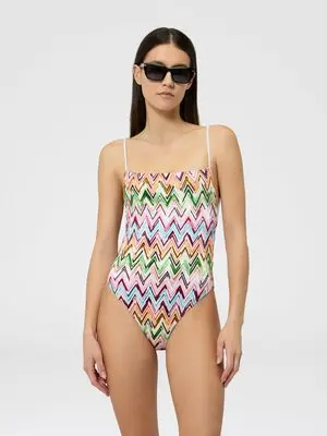 Missoni Stretch Viscose Chevron One Piece Swimsuit