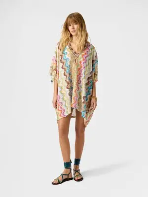 Missoni Short Kaftan With V-neckline And Printed Pattern