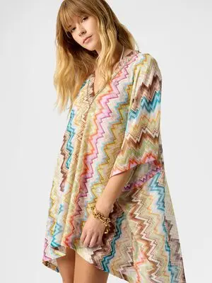 Missoni Short Kaftan With V-neckline And Printed Pattern