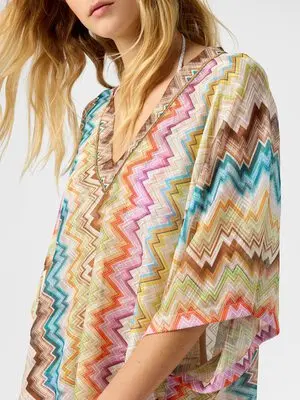 Missoni Short Kaftan With V-neckline And Printed Pattern