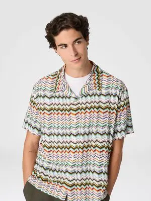 Missoni Bowling Shirt In Viscose With Irregular Zigzag Print