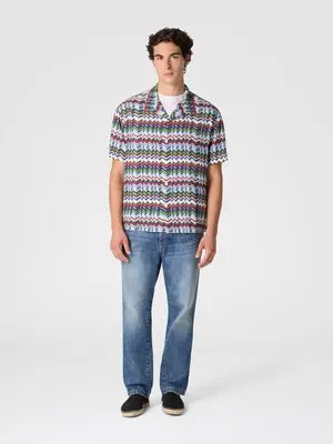 Missoni Bowling Shirt In Viscose With Irregular Zigzag Print