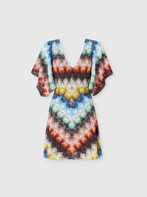 Missoni Short Dress In Lamé Viscose Blend With Lace Motif - Multicoloured