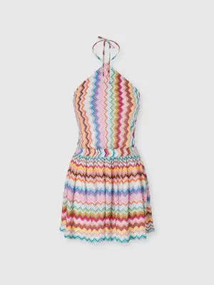 Missoni Short Jumpsuit In Lamé Viscose With Pixel-effect Zigzag Pattern - Multicoloured