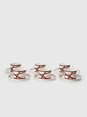 Missoni Nastri Set Of 6 Tea Cups & Saucers - Red
