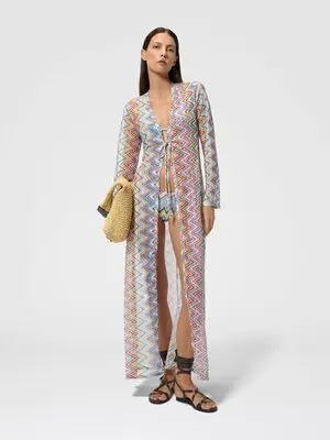 Missoni Long Zig Zag Fabric Cover-up Cardigan
