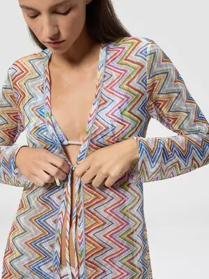 Missoni Long Zig Zag Fabric Cover-up Cardigan
