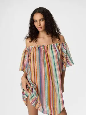 Missoni Short Cover-up In Cotton And Silk With Zigzag Pattern - Multicoloured