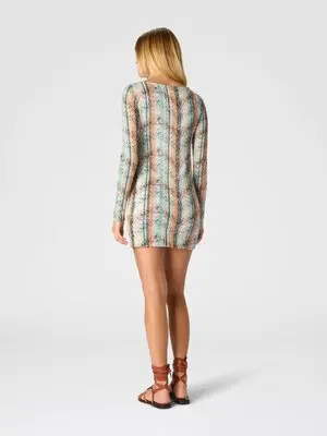 Missoni Multi-technique Mixed Viscose Lamé Mini Dress With Boat Neck