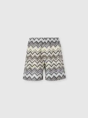 Missoni Long Swim Shorts With Dashed Zigzag Print