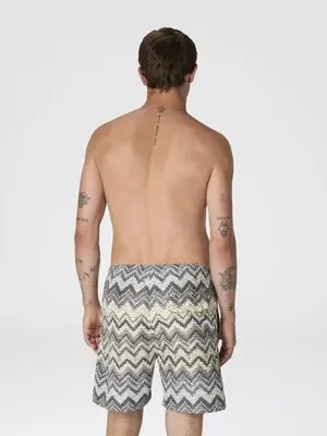 Missoni Long Swim Shorts With Dashed Zigzag Print