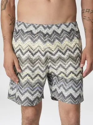 Missoni Long Swim Shorts With Dashed Zigzag Print