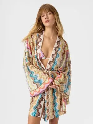 Missoni Cover-up With Adjustable Belt And Zig Zag Print