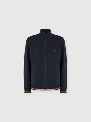 Missoni Zip-up High-neck Sweatshirt With Knit Embroidery And Logo - Blue