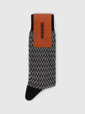 Missoni Mid-length Cotton-blend Socks With Zigzag Pattern