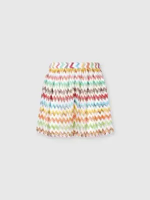 Missoni Viscose Lamé Shorts With Micro Zig Zag Motif - White,multicoloured