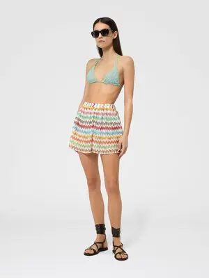 Missoni Viscose Lamé Shorts With Micro Zig Zag Motif - White,multicoloured