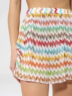 Missoni Viscose Lamé Shorts With Micro Zig Zag Motif - White,multicoloured