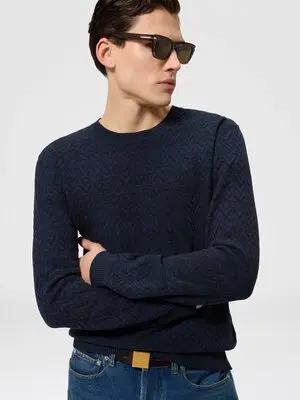Missoni Crew-neck Wool And Cotton Pullover With Tone-on-tone Zigzag Pattern