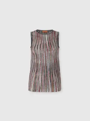 Missoni Ribbed Mixed Viscose Sleeveless Top With Sequins - Multicoloured