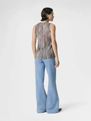 Missoni Ribbed Mixed Viscose Sleeveless Top With Sequins